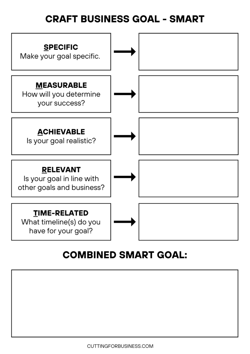 Printable Craft Business Goal Worksheet - Cutting for Business